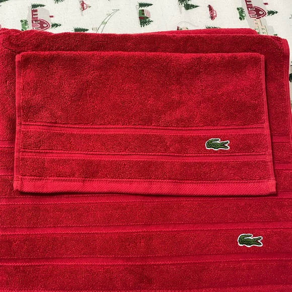 Lacoste | Bath | Lacoste Red Bath Towel Set 0 Cotton 30 X 52 13 X 13 ...